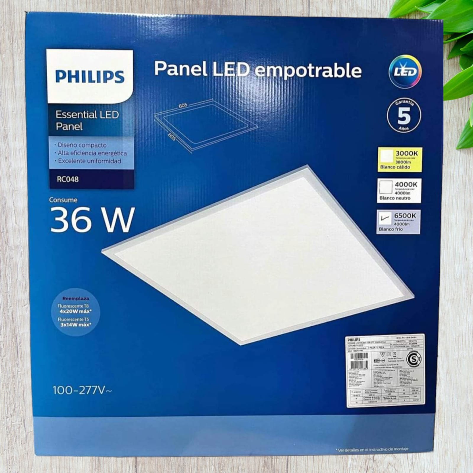 LUMINARIA PANEL LED 36W 6500K 100-277V IP20 PHILIPS